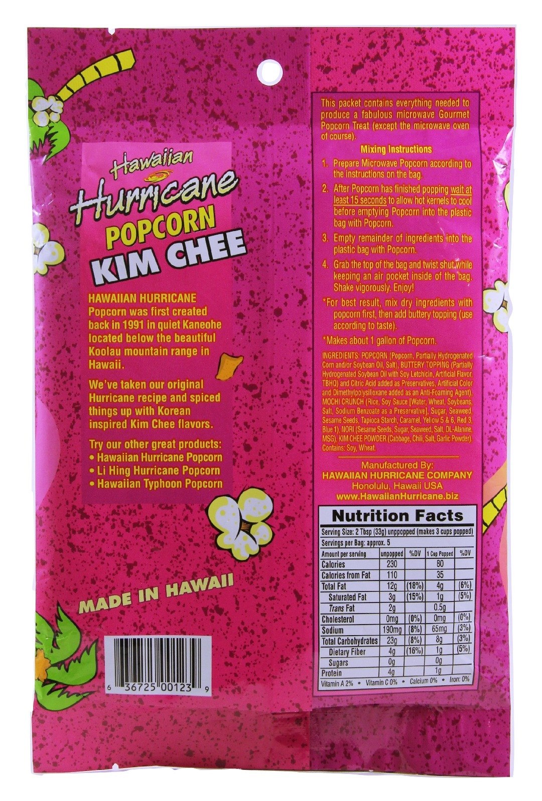Kim Chee Hurricane - Microwave Single | Hawaiian Hurricane Popcorn