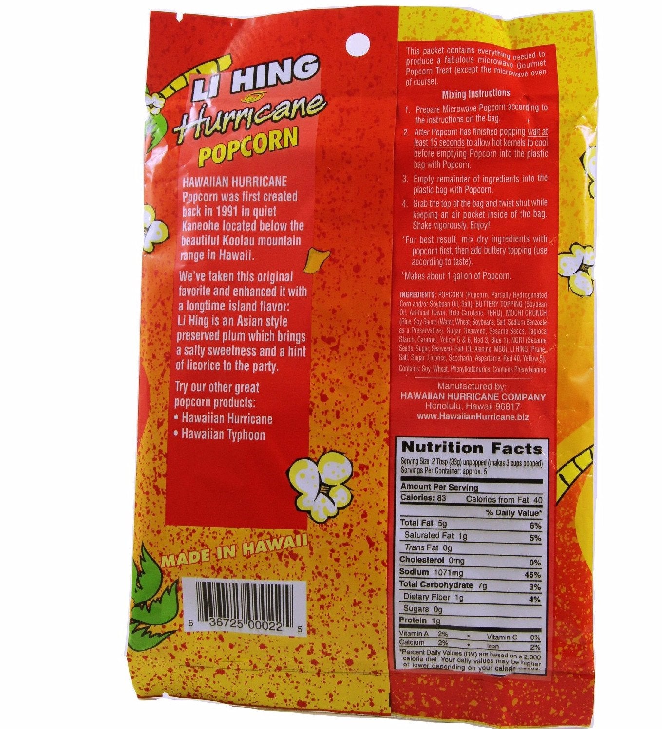 Li Hing Hurricane - Microwave Single | Hawaiian Hurricane Popcorn